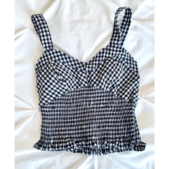 Reformation | Tops | Reformationstyle Gingham Corset Crop Top Black ...
